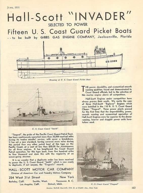 Hall Scott Gibbs 110 foot Coast Guard cutter picket boat 38 ...