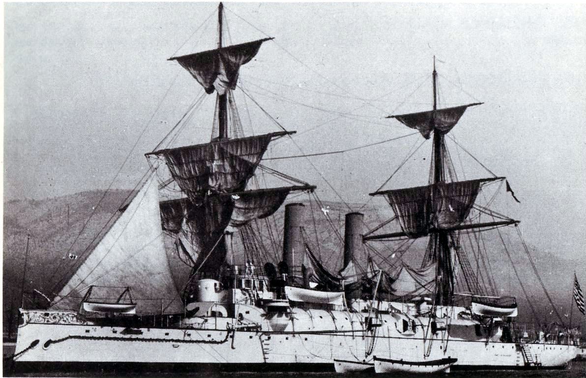 the-protected-cruiser-uss-boston-at-anchor-note-ships-boats-along-side ...