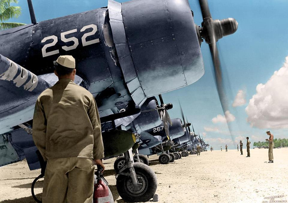 F4U-1 Corsair 252 (possibly that of 1Lt. William ‘Bill” Boshart) of the ...