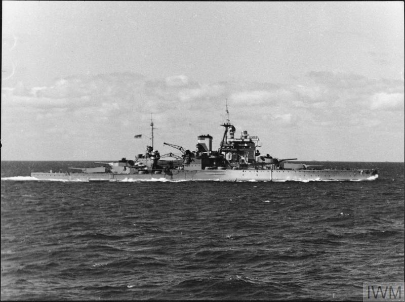The British battleship HMS VALIANT underway at sea ...