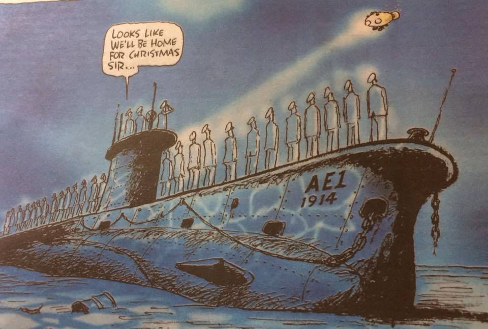 USS S-28 and HMAS AE1, checking in from eternal patrol ...