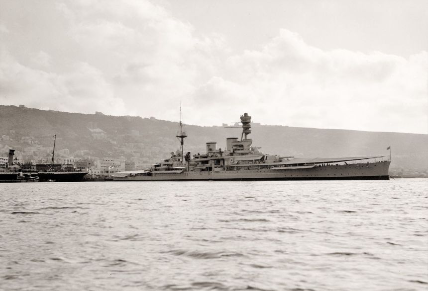 Renown Class Battlecruiser HMS Repulse at Haifa,July13th and 14th 1938 ...