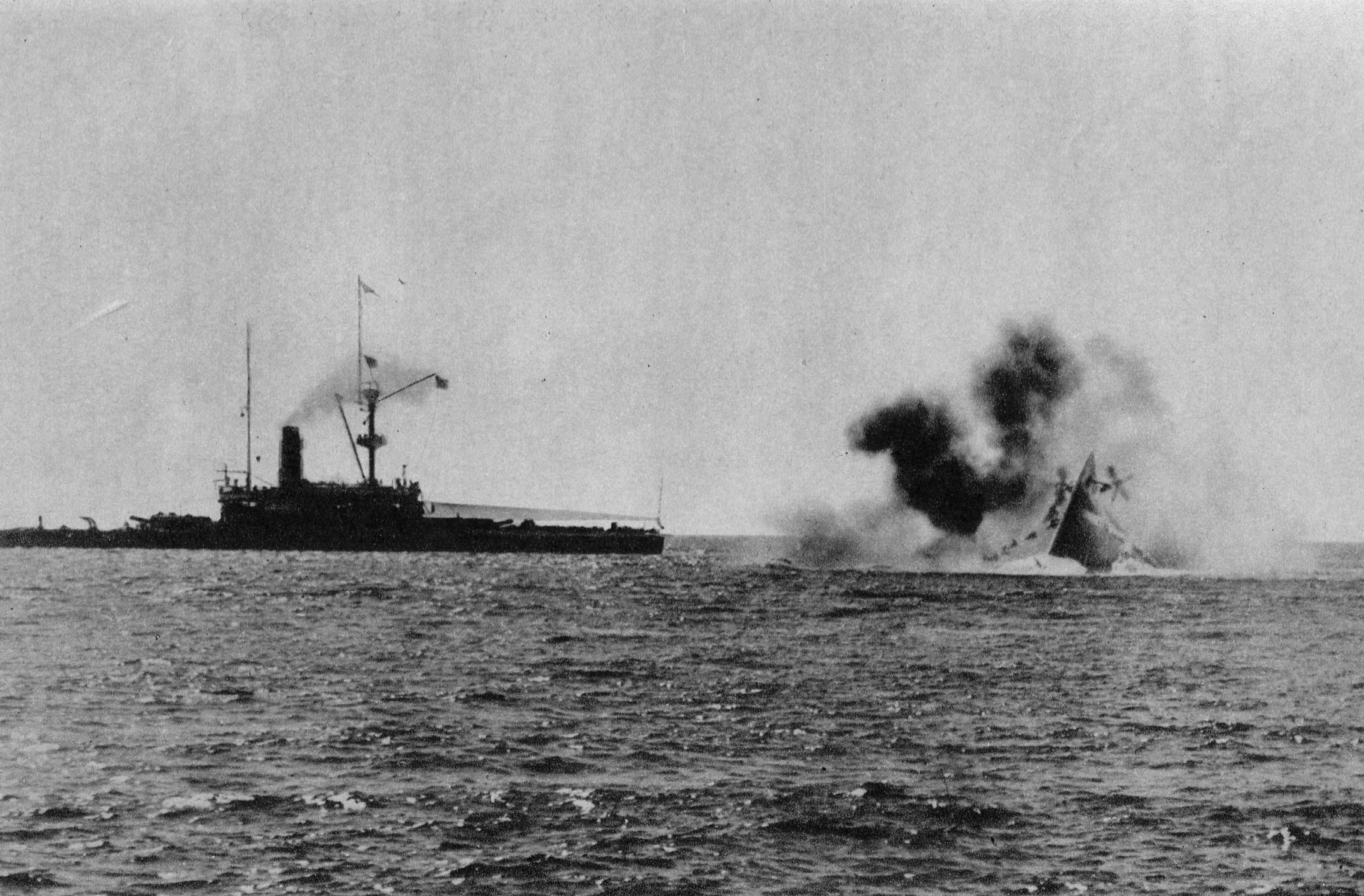 Final moments of battleship HMS Victoria, sunk by collision on June 22 ...