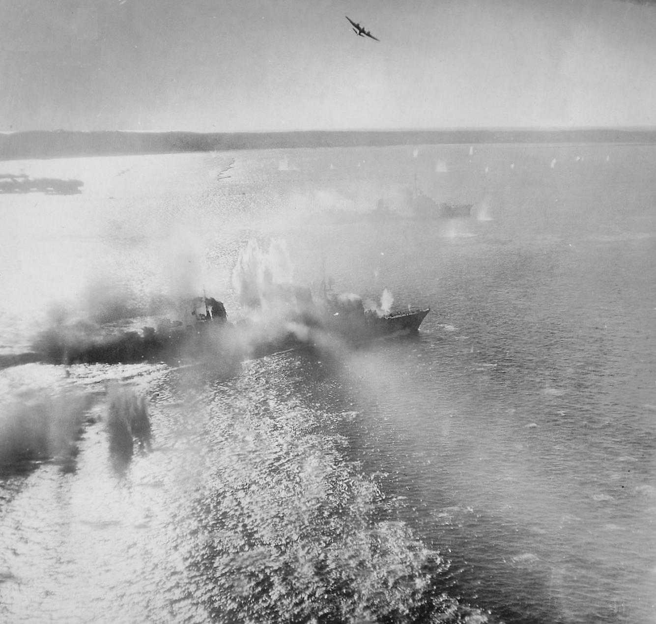 German Destroyers T-24 (front) and Z-24 (rear) under attack by British ...