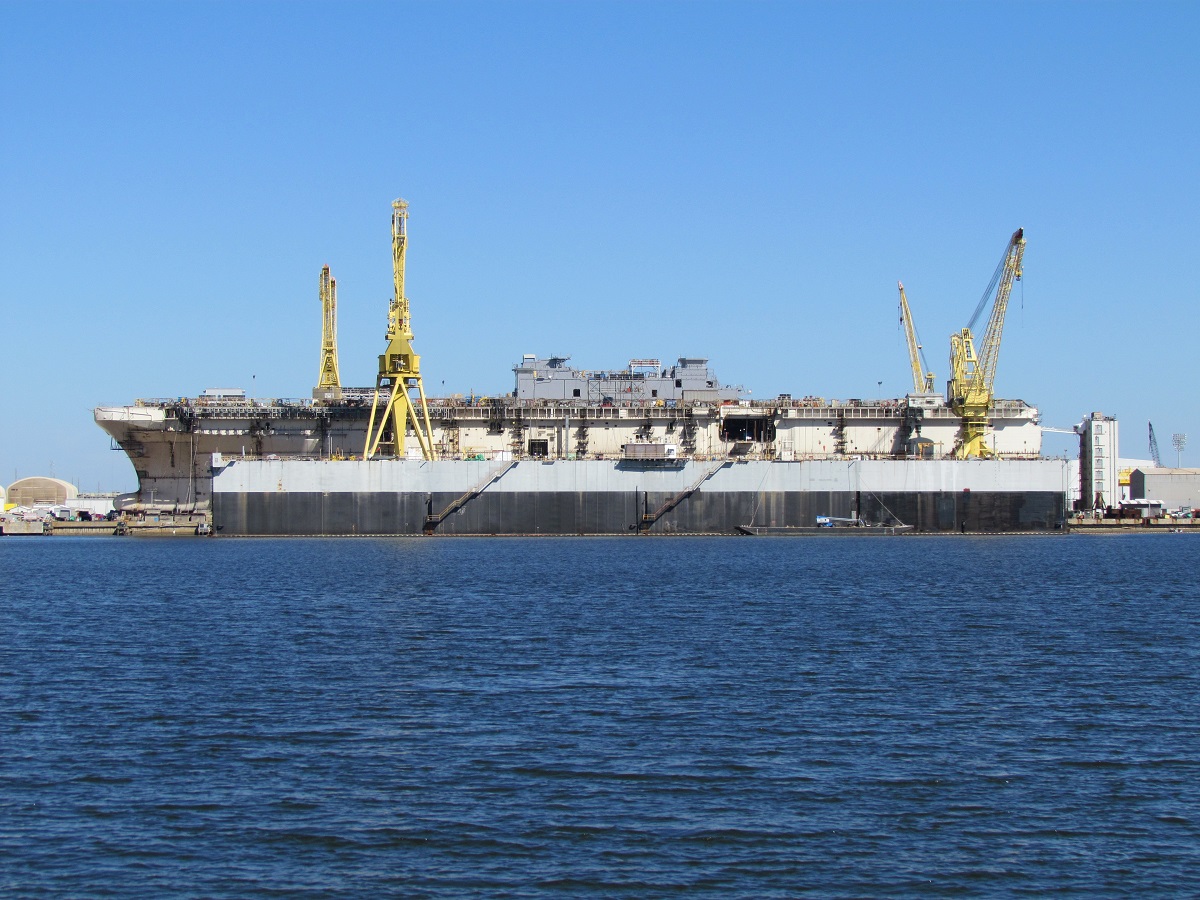 LHA-6 USS America under construction at Ingalls in 2011, image as seen ...
