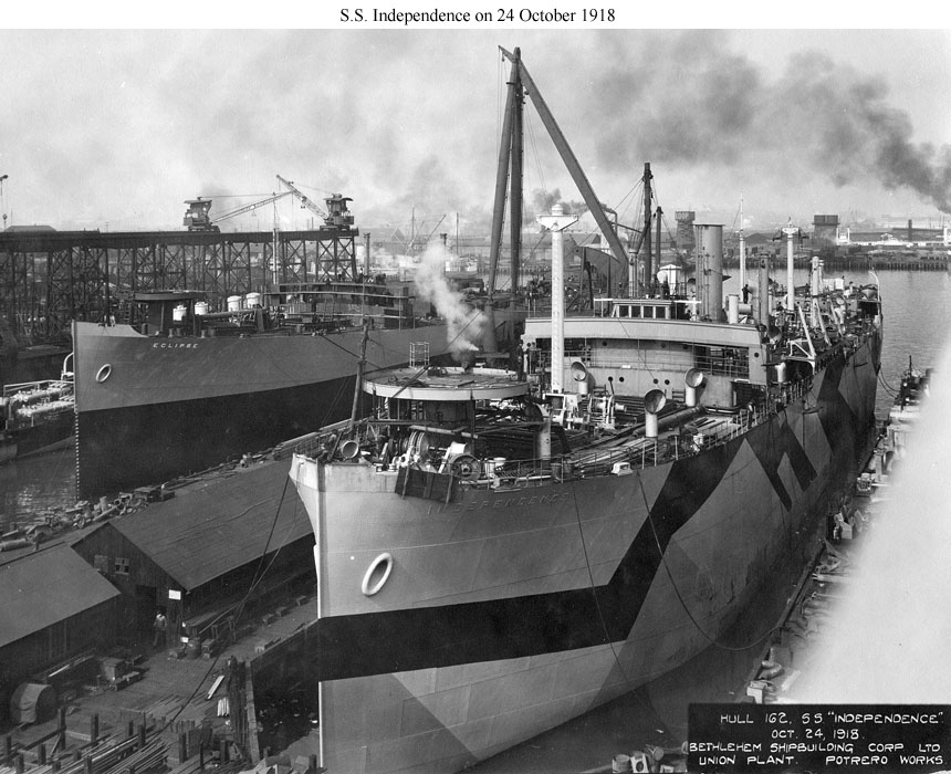 War Harbour, then SS Independence, photographed on 24 October 1918 at ...