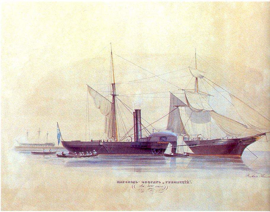 paddle frigate Gremyashchy built in 1849-1851 by Russian shipbuilder ...