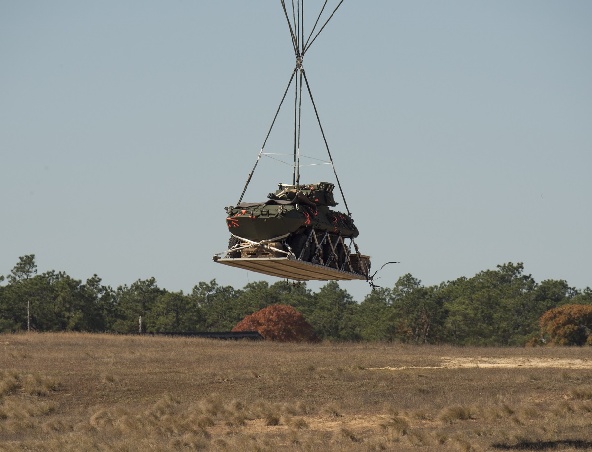 The LAV-25A2 is just about to land on Sicily Drop Zone, Fort Bragg ...