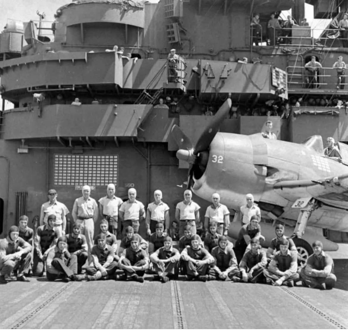 USS Lexington pose for a picture with the carrier’s ace, Alexander ...