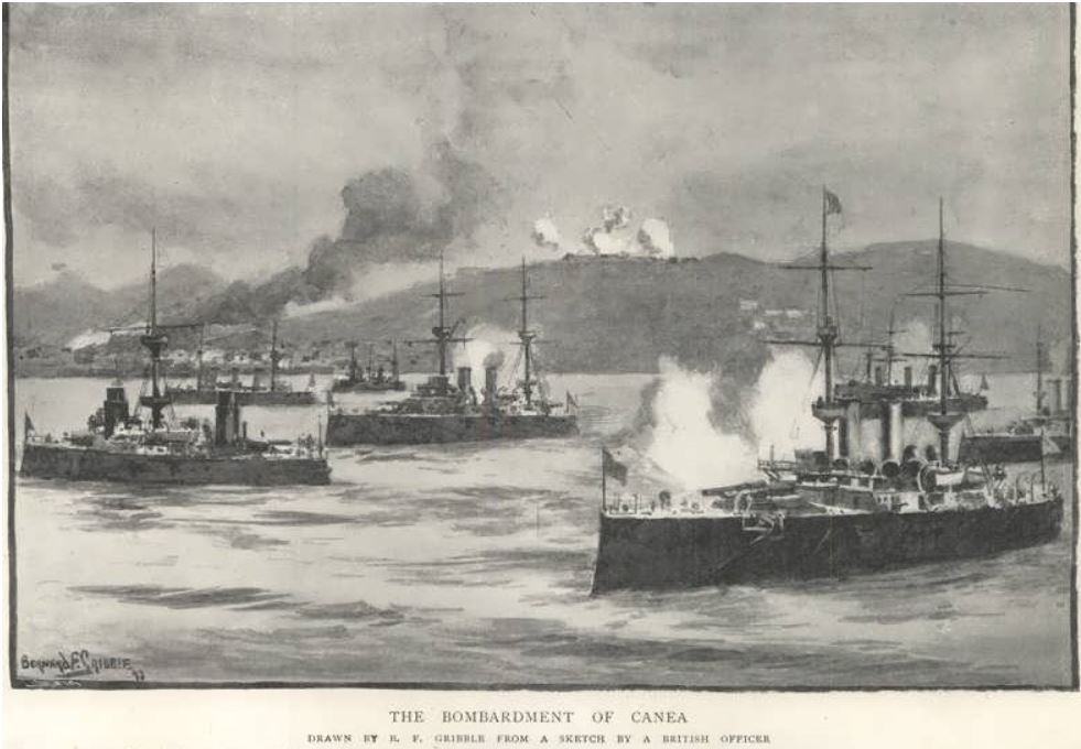 International Squadron bombarding Chania, 21 February 1897. B. F ...