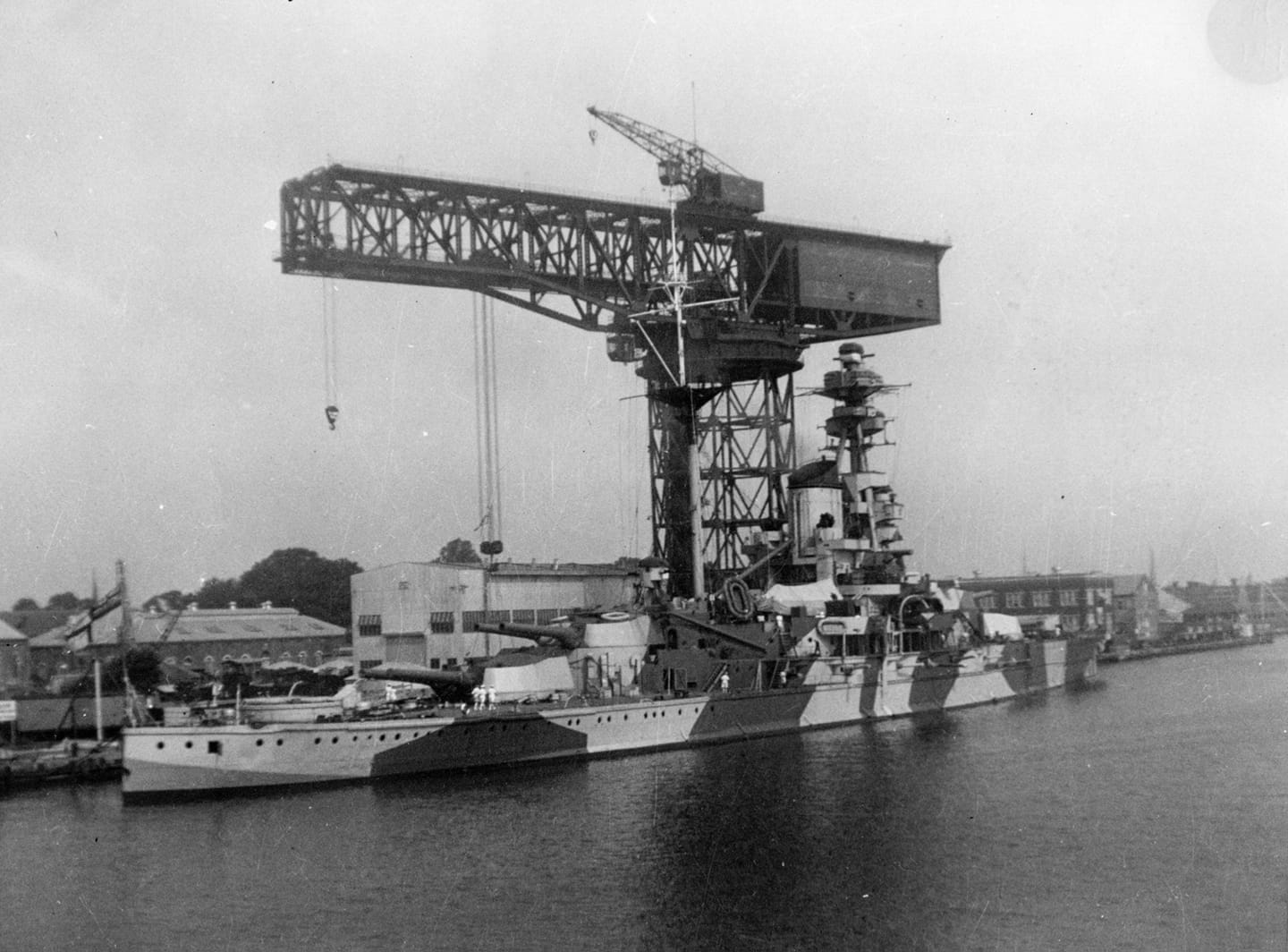 august 1941 HMS Royal Sovereign appears here at the Hammerhead crane ...