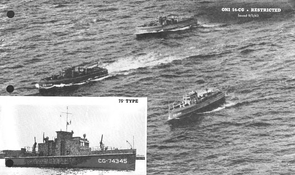 Coast Guard 75 foot cutters sub busters SC via ONI 54 Sept 1943 ...