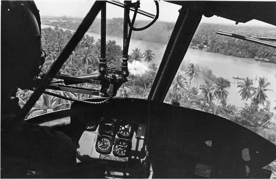 Nov 1967 HAL-3 Navy Seawolf gunship rocket attack Viet Cong position ...