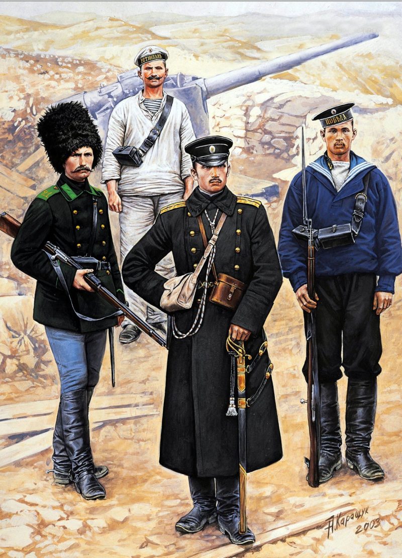 Russian war uniform 1904 1905 navy landing force troops ashore Port ...