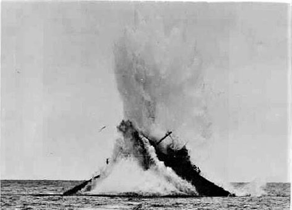 Atule (SS-403) strikes the captured German Submarine U-977 off Cape Cod ...