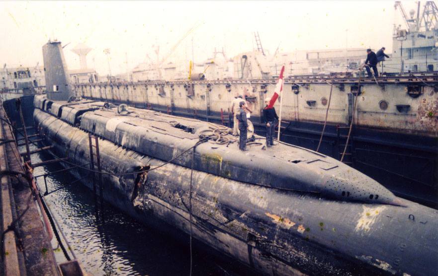 BAP Pacocha (SS-48) USS Atule (SS-403) after raised ...