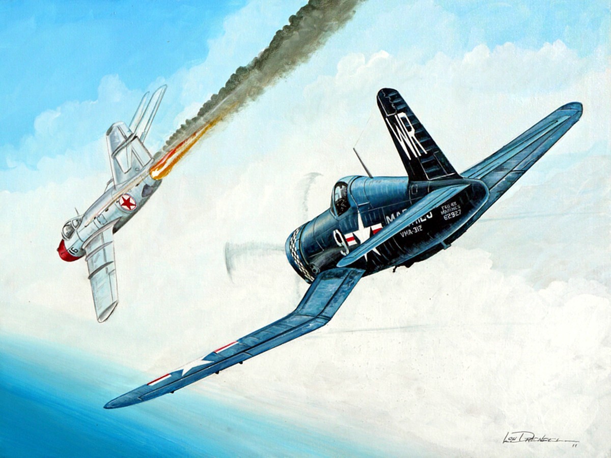 USMC Captain Jesse G. Folmar shot down a MiG-15 only F4U Corsair MiG ...