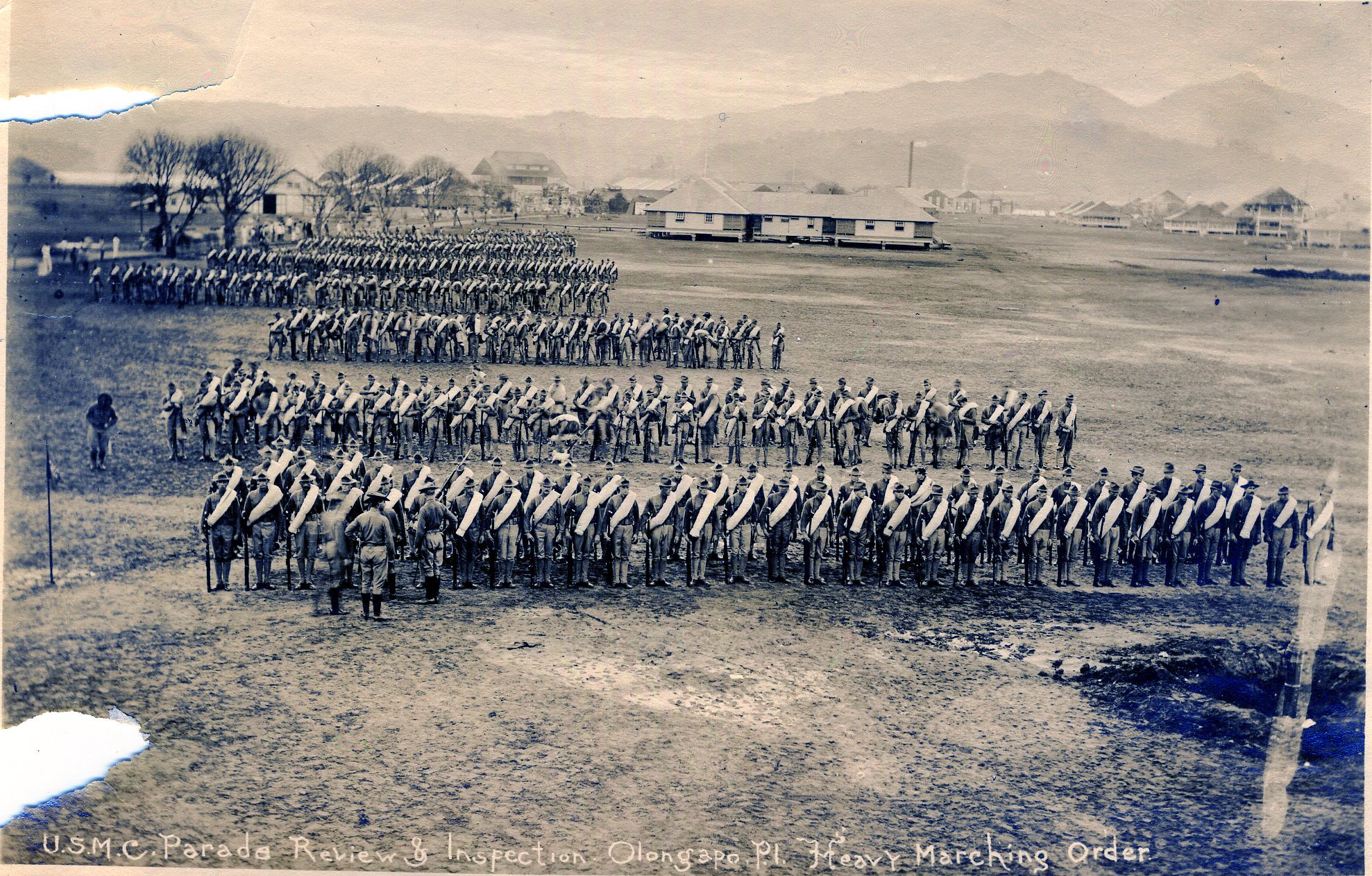 USMC Parade Review and inspection Olongapo Philippines circa 1908 Heavy ...