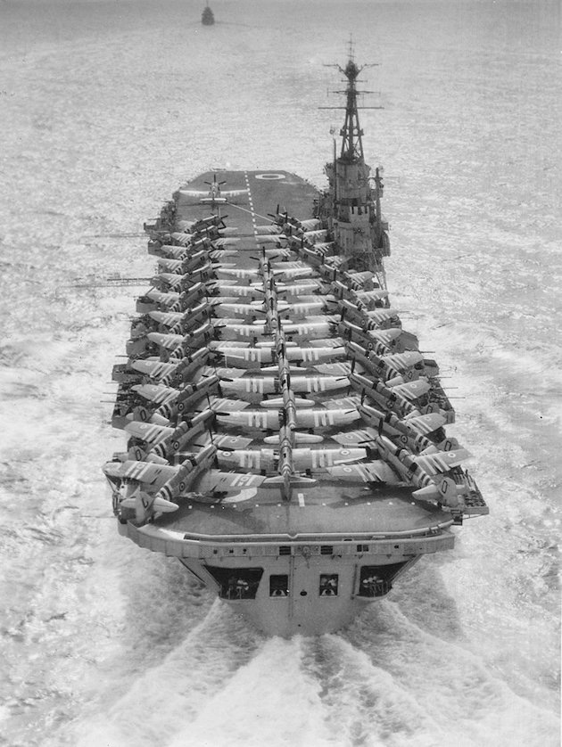 802 NAS Sea Furies 825 NAS Fireflies HMS Ocean 1952 Korea at deck ...