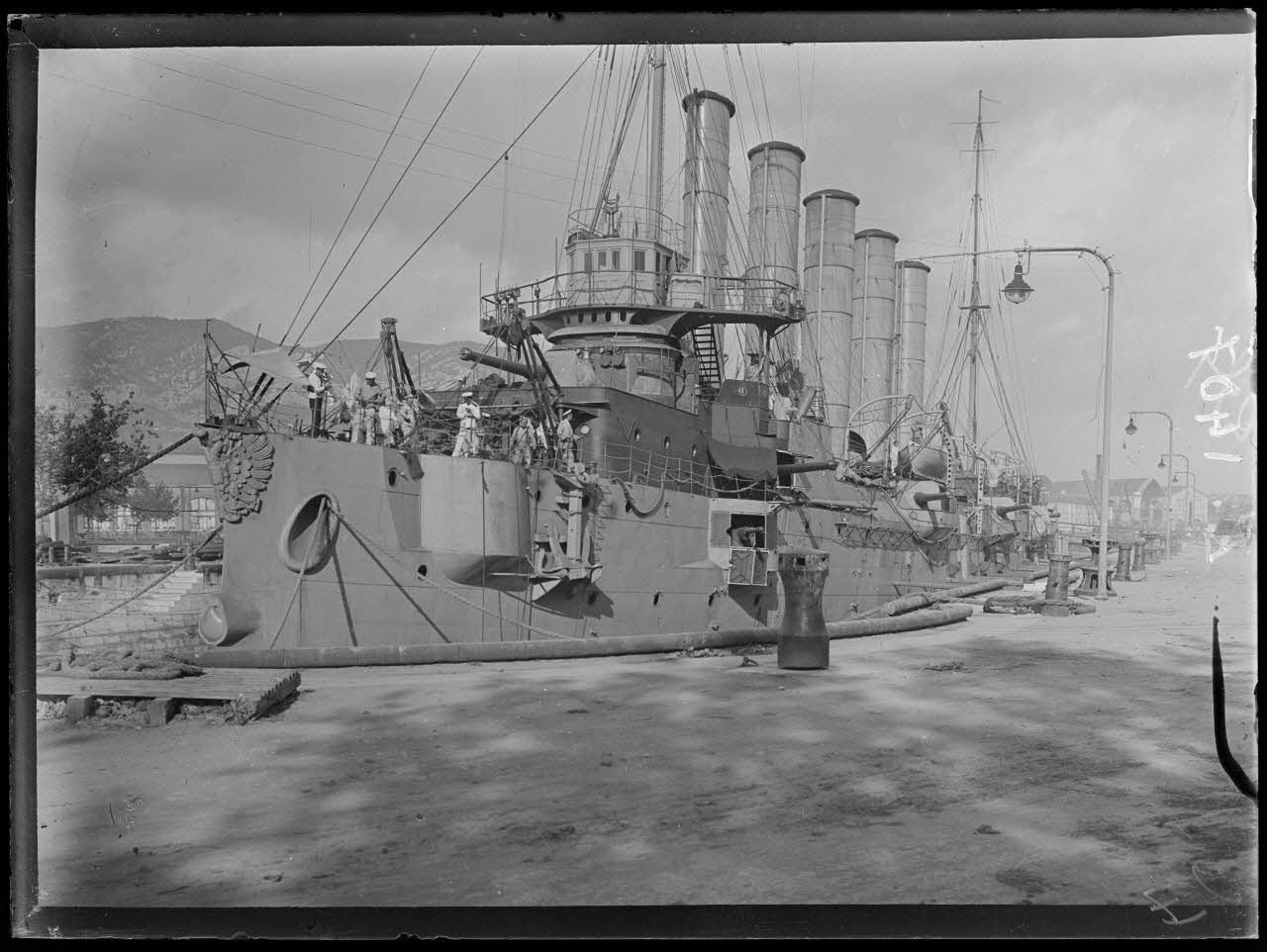 Russian protected cruiser Askold under repair in Toulon, Sept 1916 ...