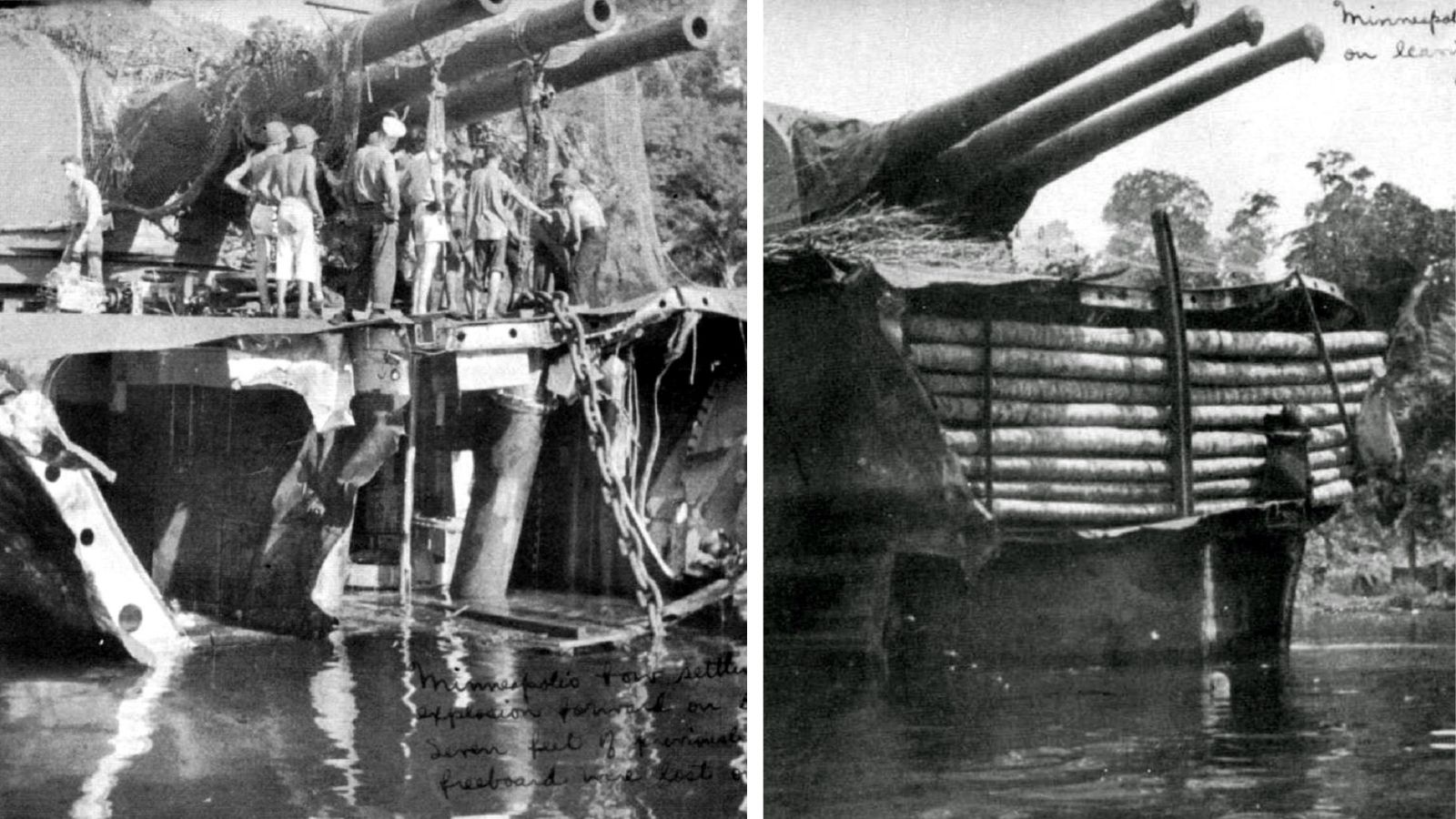 USS Minneapolis (CA-36) lost her bow after being torpedoed during the ...