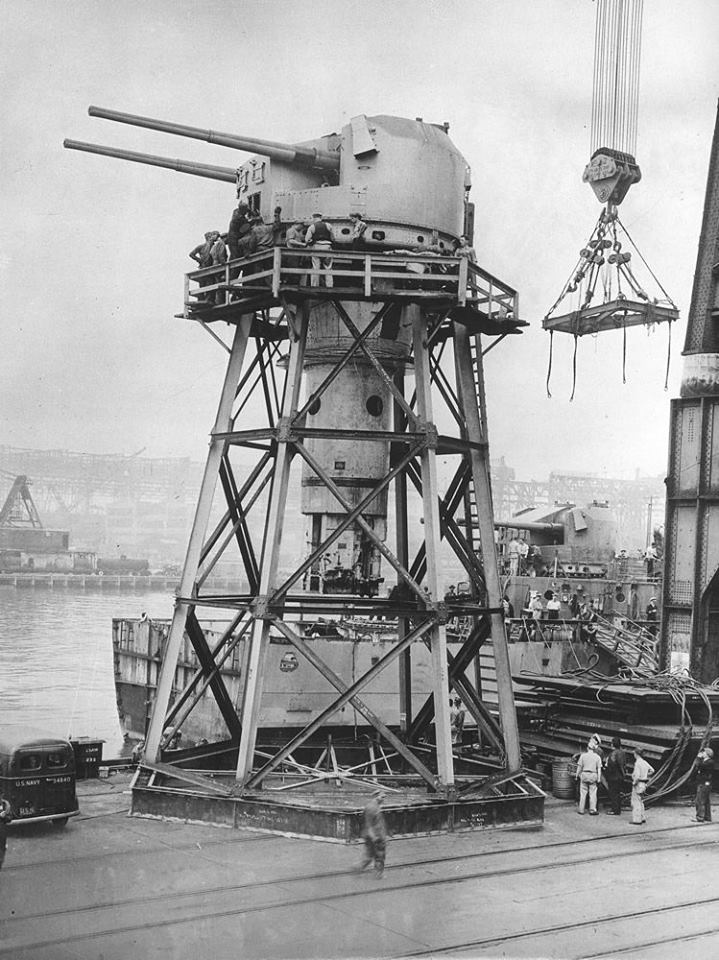 One of turret with 5.25 inch guns of Dido-class light cruiser HMS ...