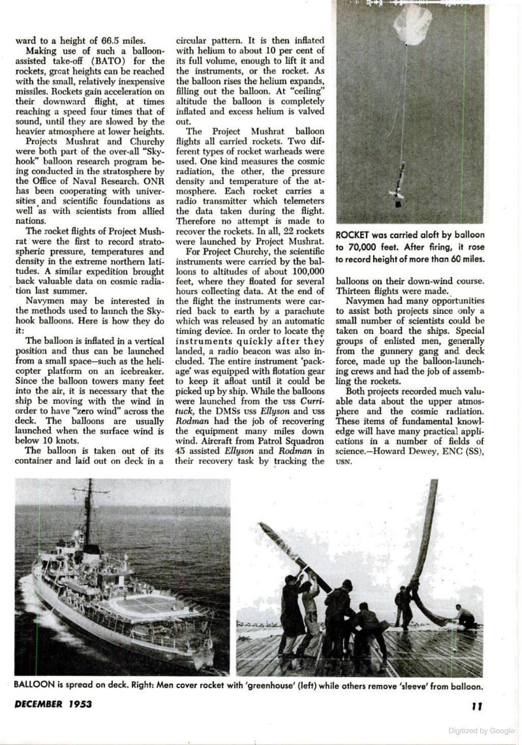 Deacon rocket Skyhook balloon Rockoon icebreaker Staten Island All ...