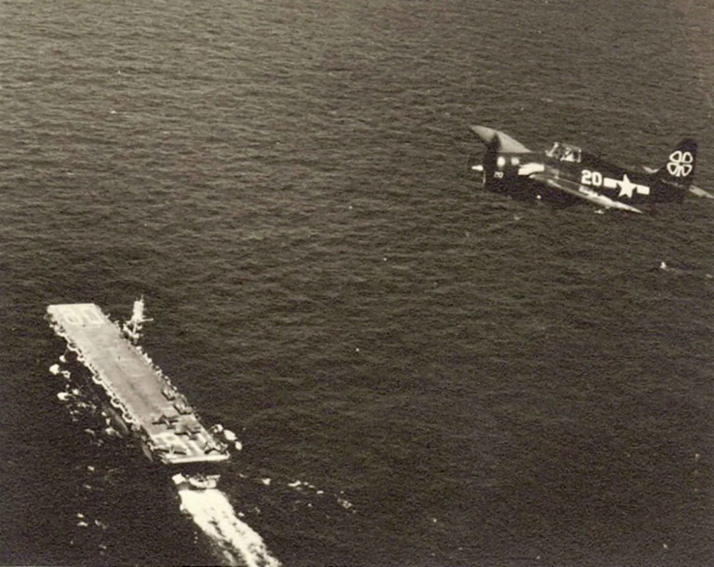 FM 2 Wildcat VC 93 White 20 over CVE 80 USS Petrof Bay Okinawa 1945 01 ...