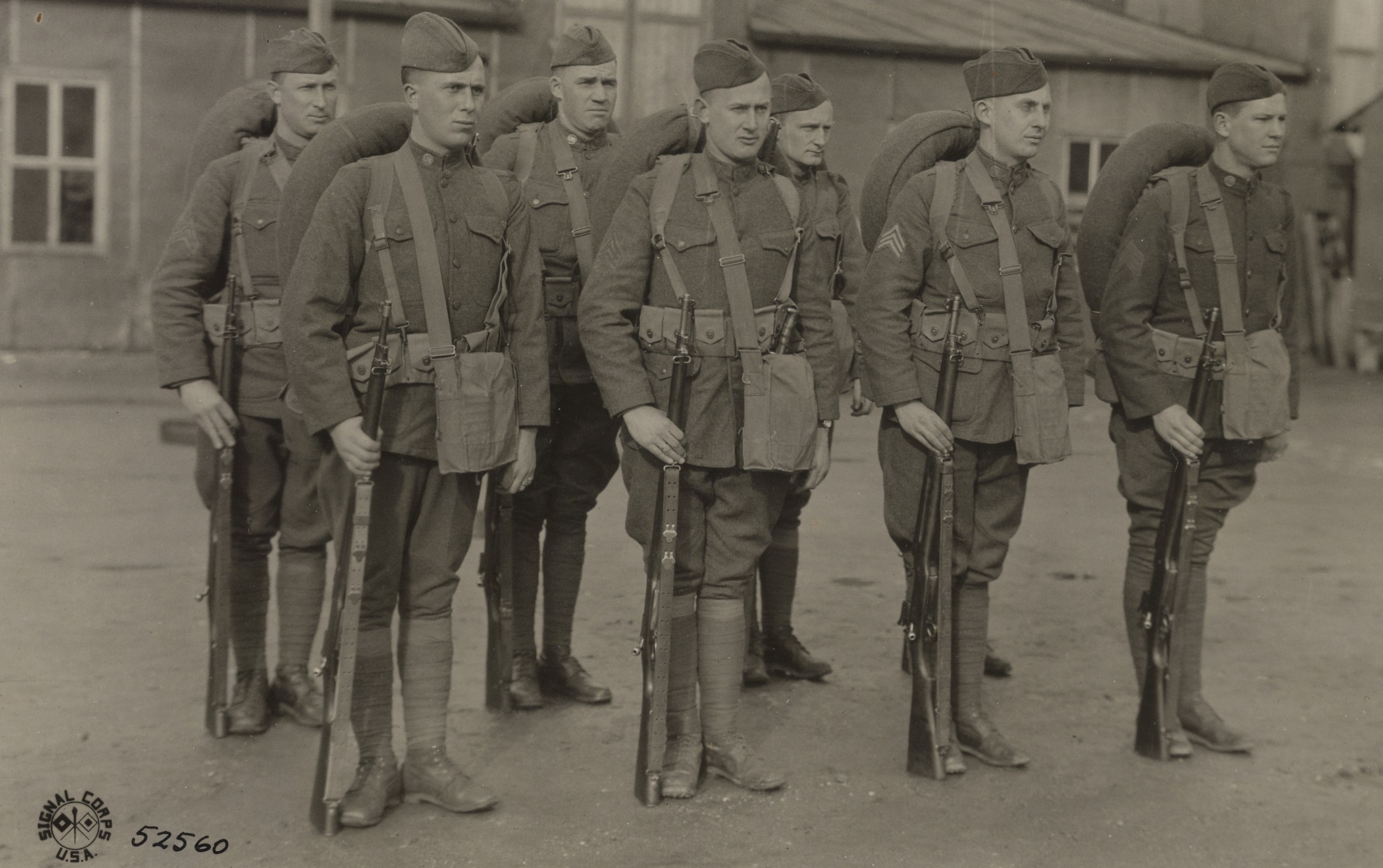 Squad in Heavy Marching Order April 1919 France M1917 111-SC-52560 ...