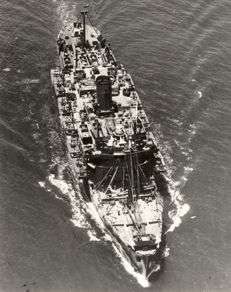 HMAS Kanimbla entering Brisbane in 1944 with LCVPs in davits ...