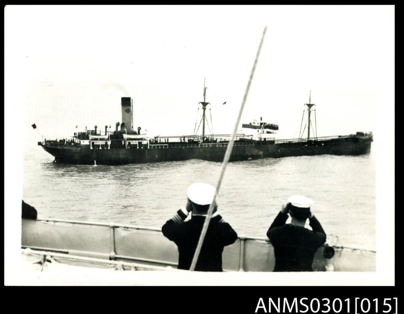 SS SYGNA, Norwegian cargo steamship, from HMAS KANIMBLA, April 1940 ...