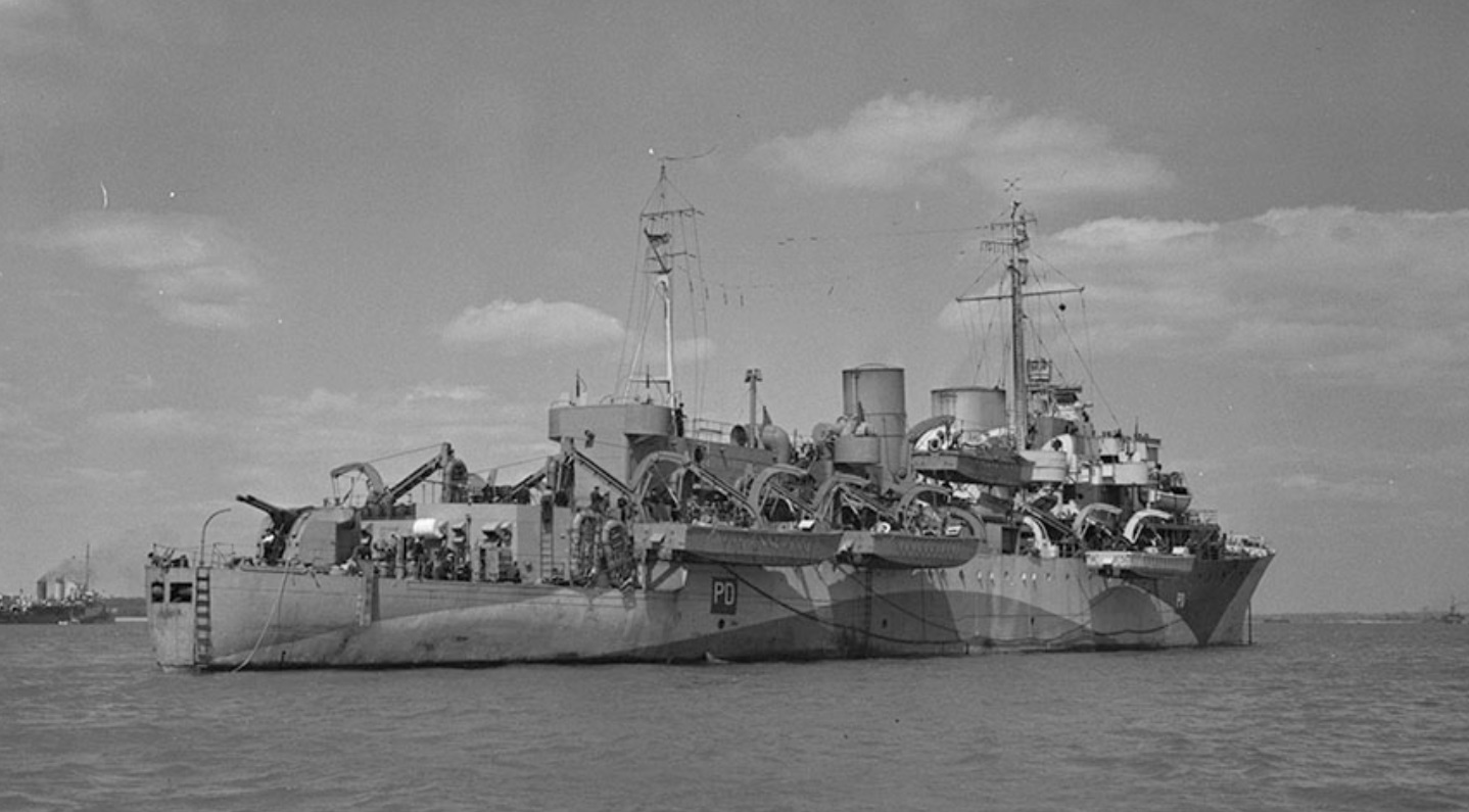 HMCS Prince David (F89). At anchor, 9 May 1944 | laststandonzombieisland