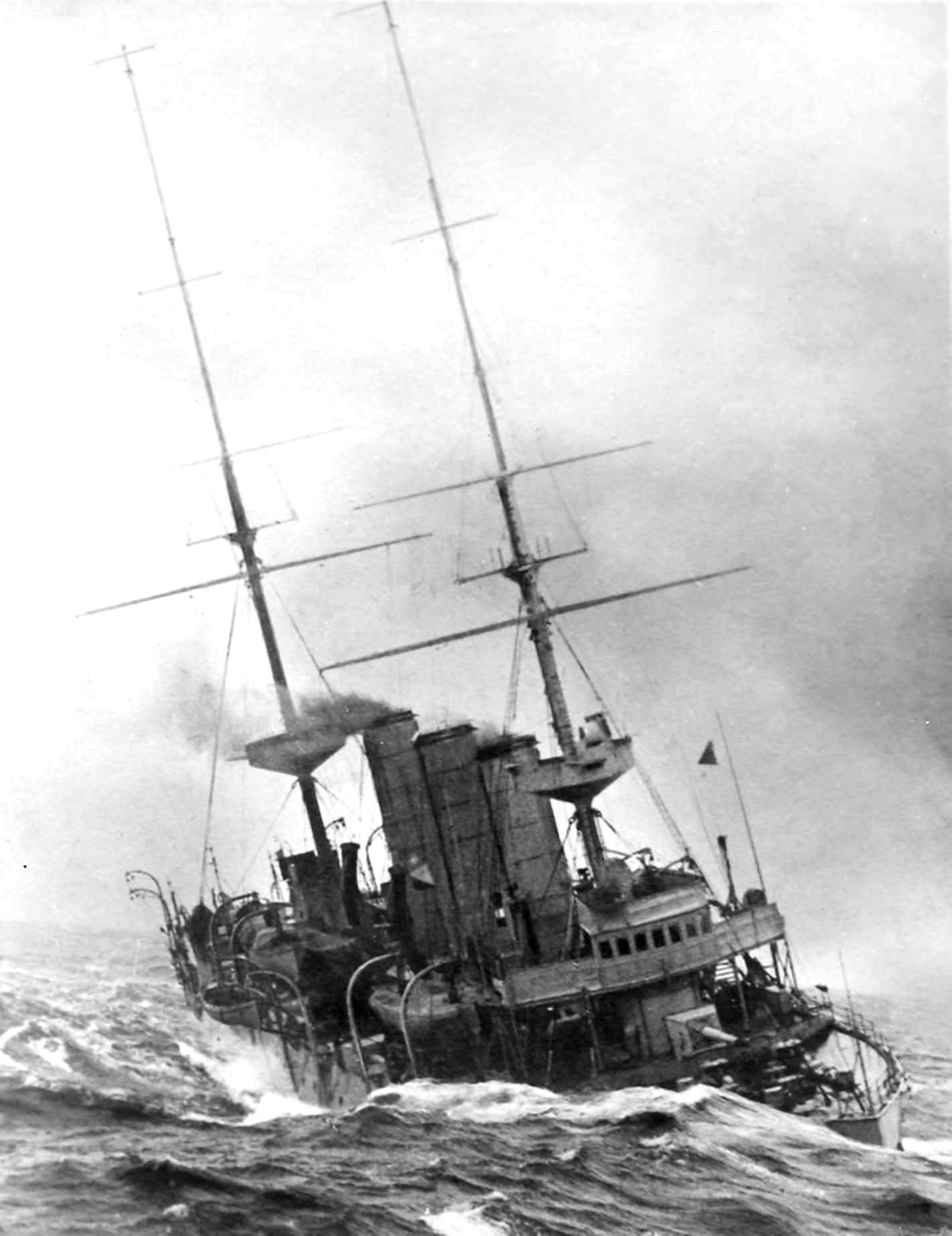HMS Highflyer heavy swells in the North Sea c.1905 ...
