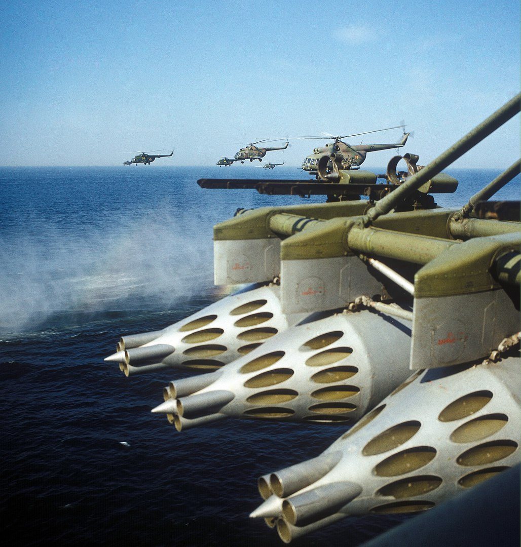 East German NVA navy Mi-8 Hip flight rockets over the Baltic ...