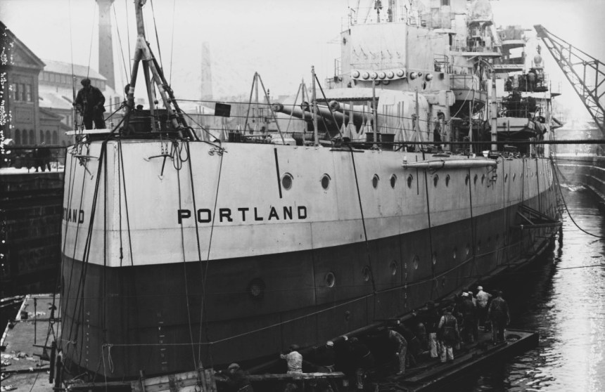 USS Portland Boston Navy Yard December 1932 BPL Leslie Jones collection ...