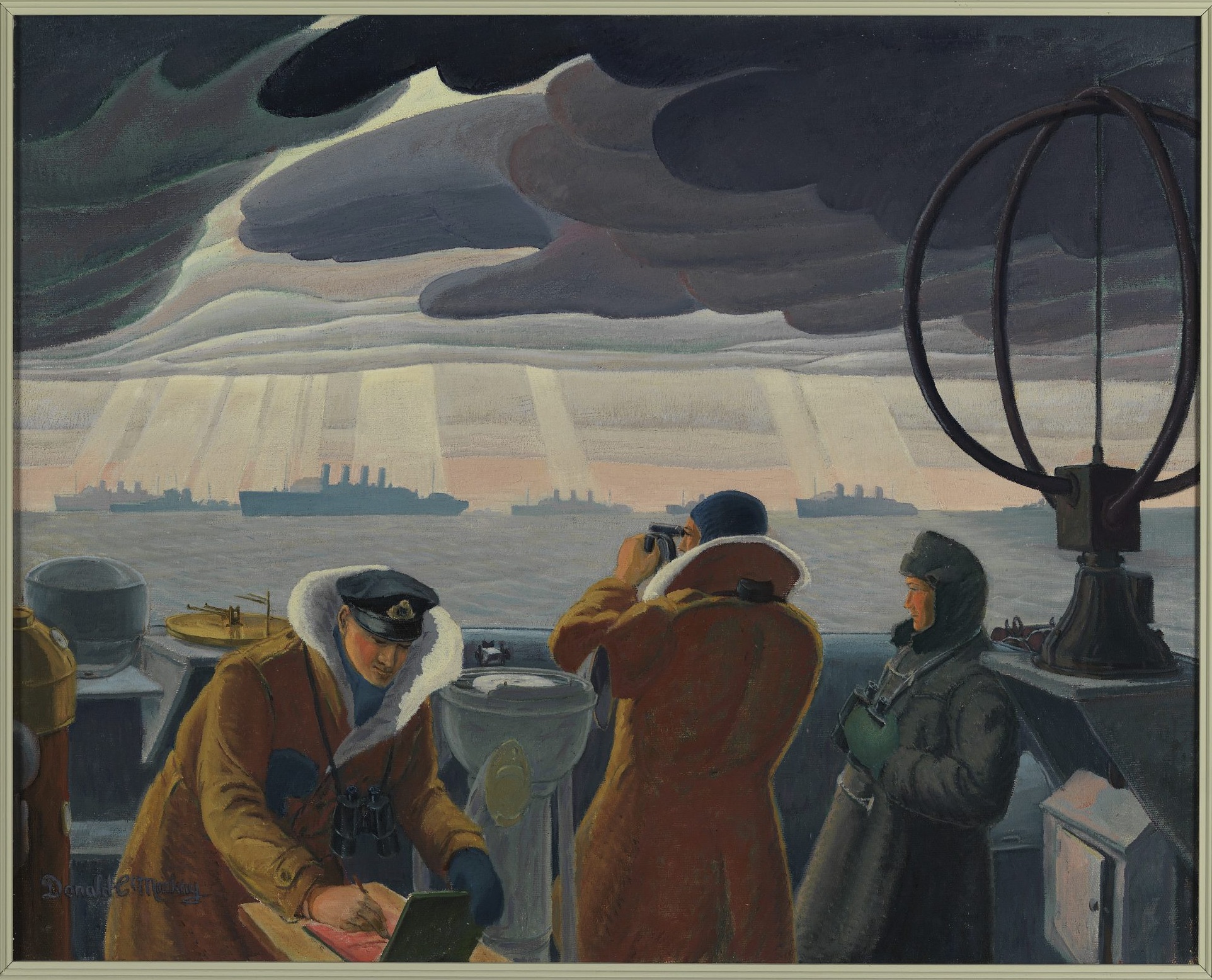 Donald Mackay’s painting depicts the bridge of the destroyer HMCS ...