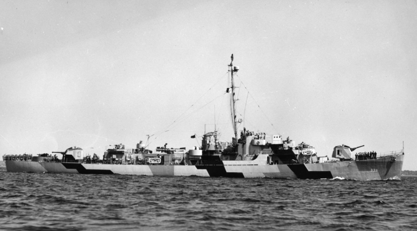 USS John C. Butler (DE-339) underway, possibly off Boston Navy Yard ...