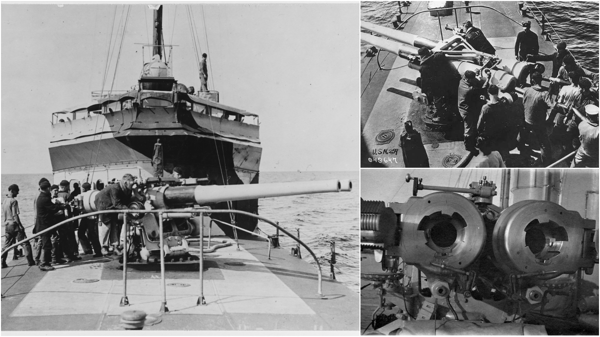 Twin 4 inch 50 cal mount on USS Stockton | laststandonzombieisland