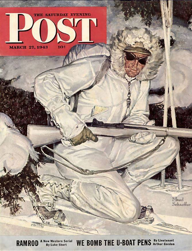 WWII Saturday Evening Post 1943 cover ski troops 85th inf Mountain 10th ...