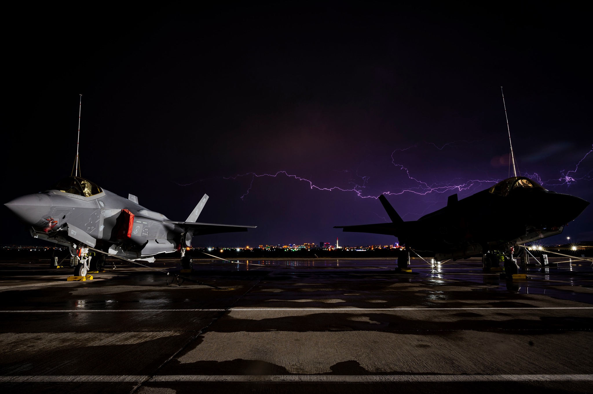 Lightning F-35 421st Fighter Squadron sit on the flight line during a ...