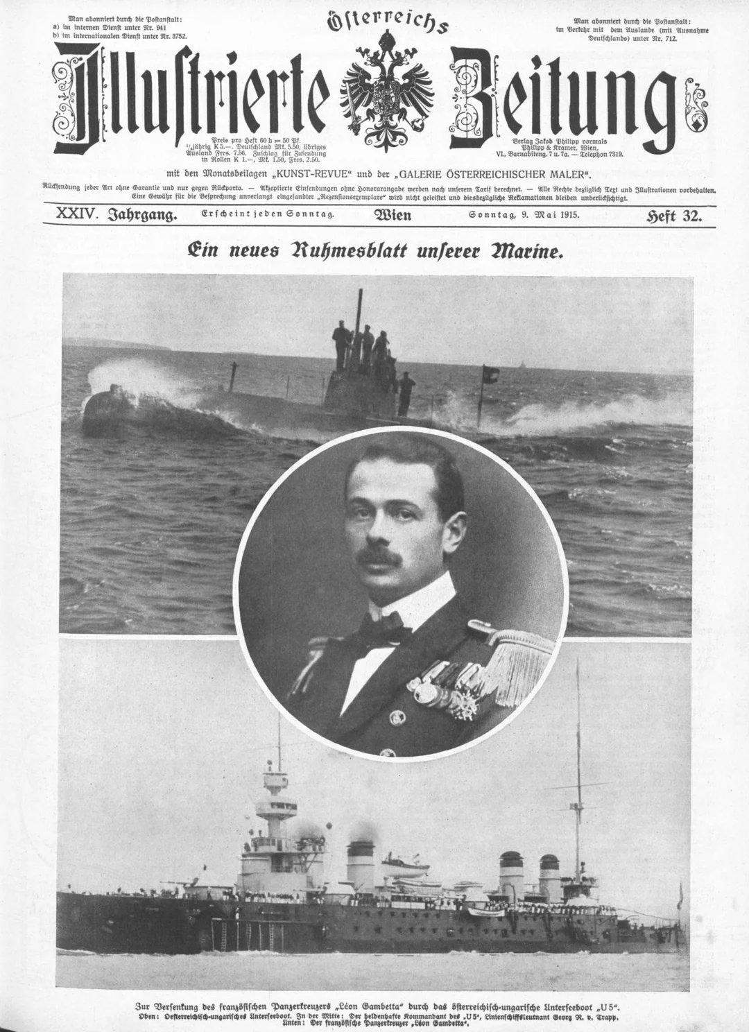 Georg von Trapp sinking the French armoured cruiser Léon Gambetta ...