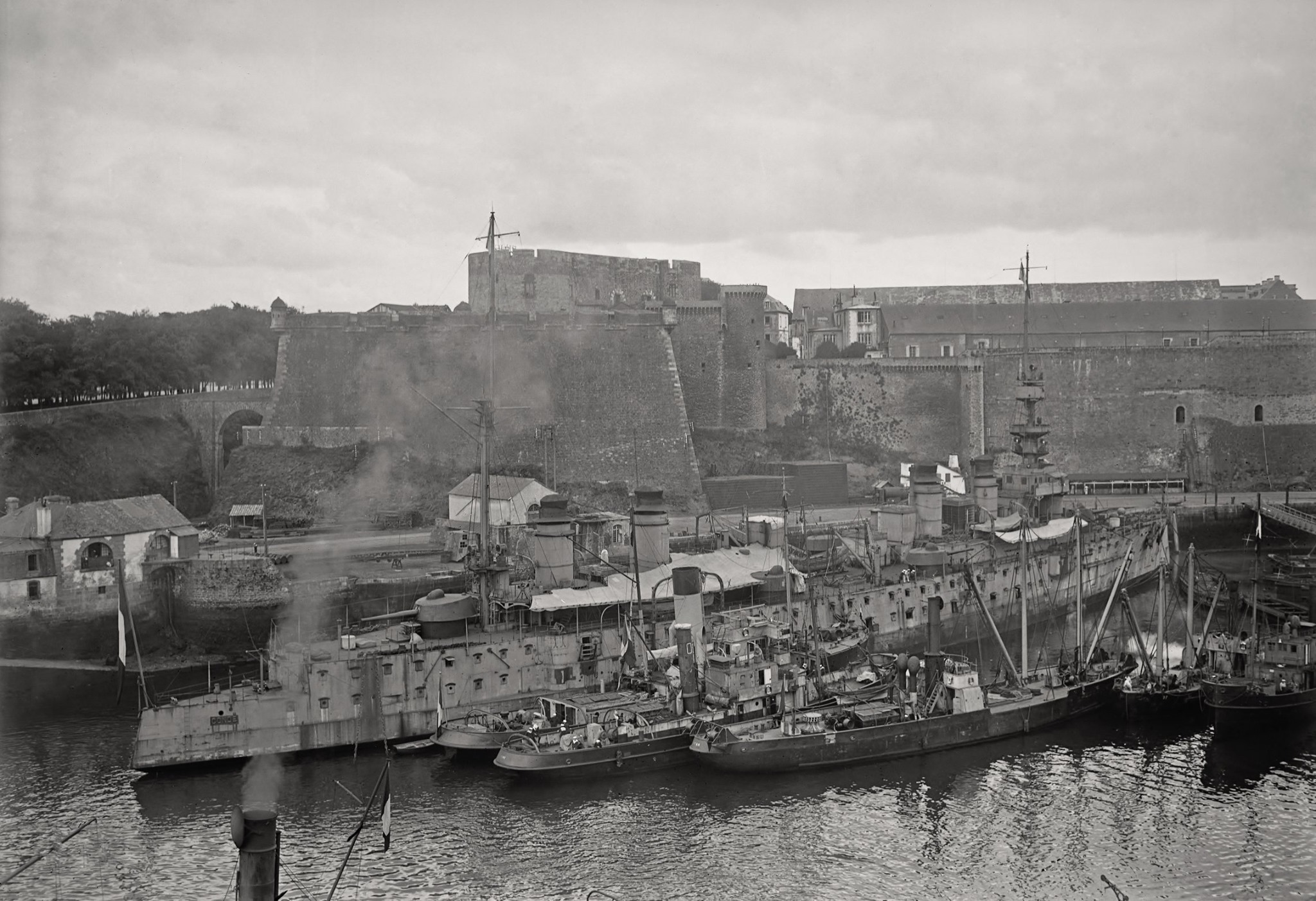 Gloire Class Armoured Cruiser Conde pictured at Arsenal de Brest c1918 ...
