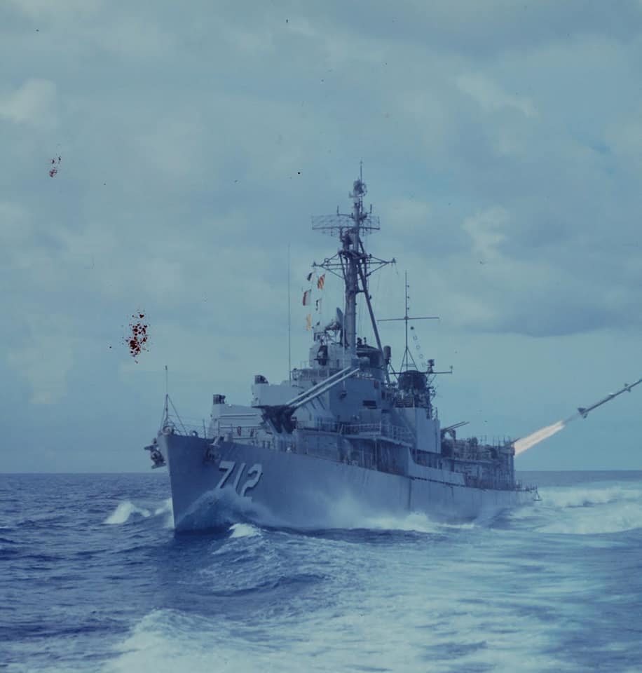 USS Gyatt DD-712 as DDG testing her newly installed twin Terrier guided ...