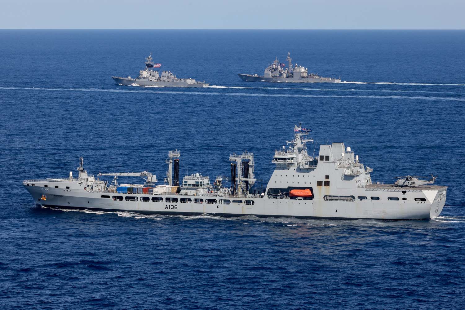 RFA Tidespring A136 USS Shoup DDG 86 Robert Smalls CG62 ...