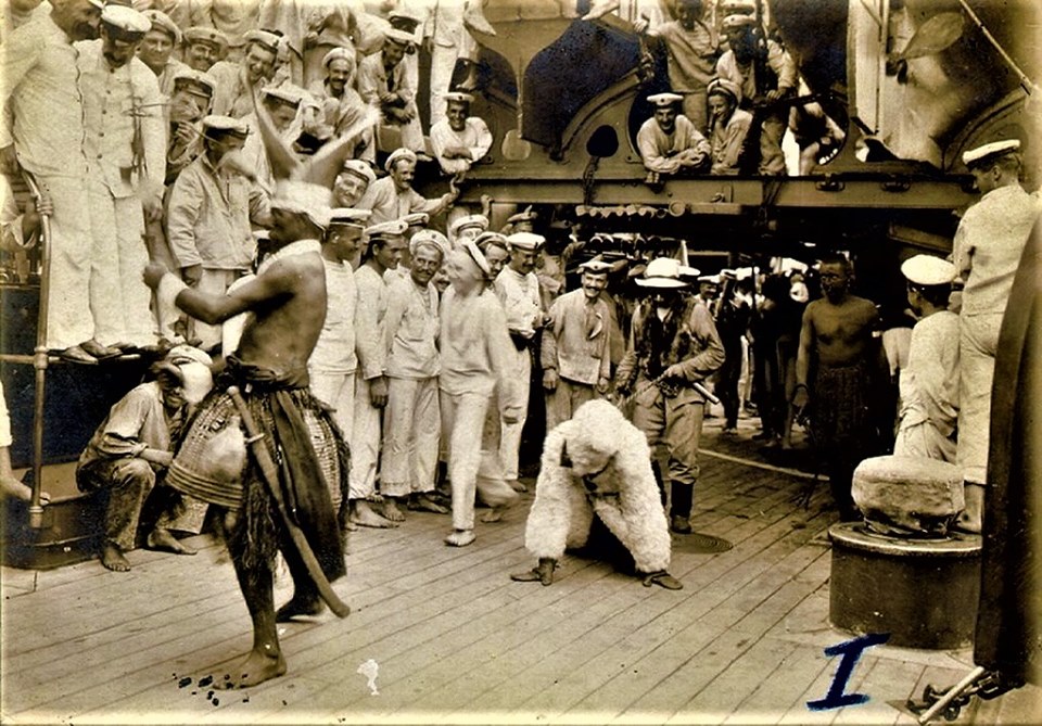 SMS Zenta Aquatortaufe 1903 crossing equator shellback ceremony 2 ...