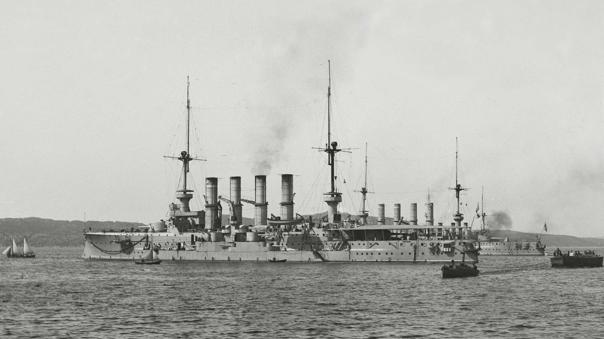Roon-class armoured cruisers SMS Yorck and SMS Roon in Norway ...