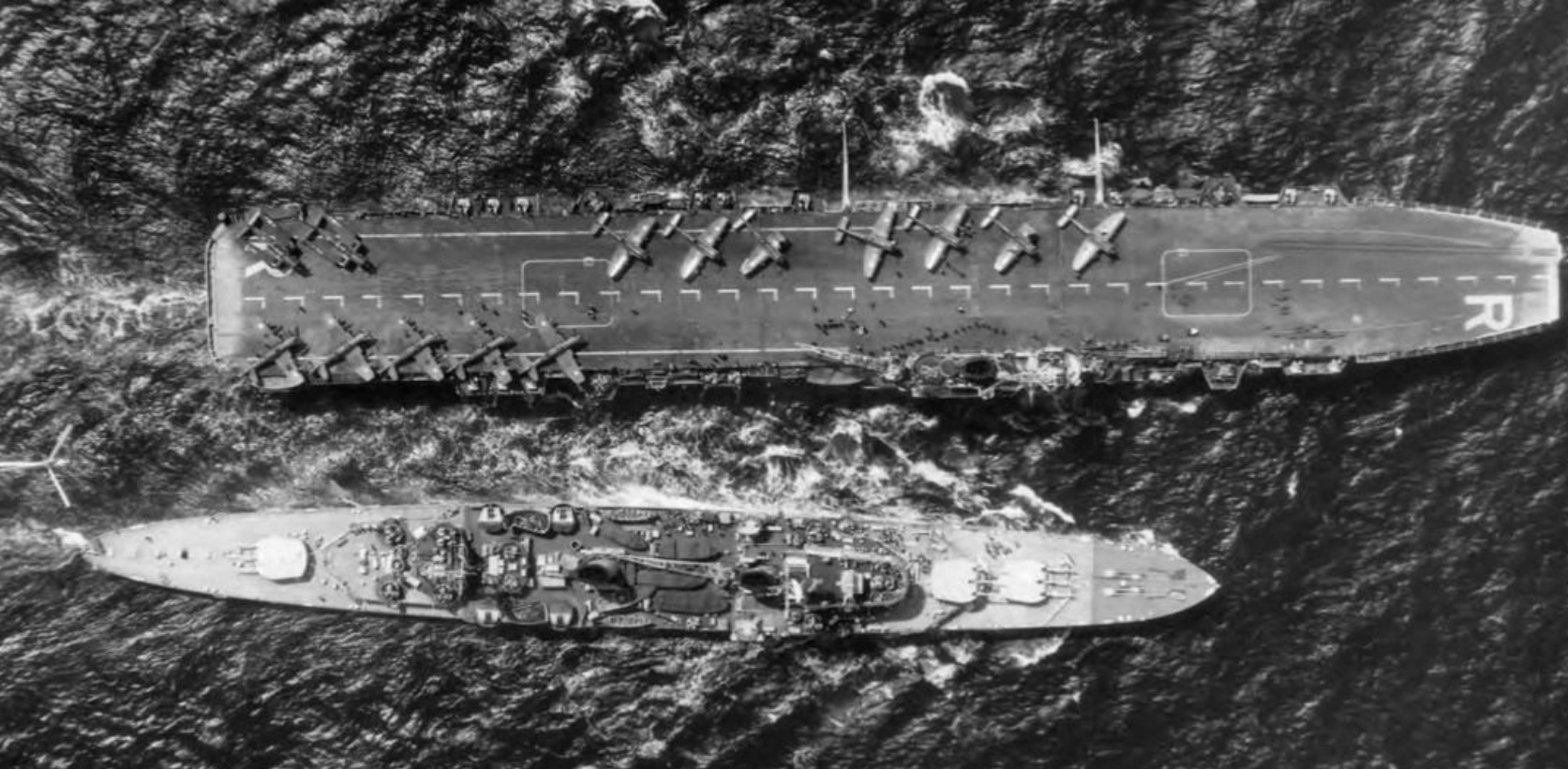 HMS Glory and cruiser maybe Birmingham off Korea | laststandonzombieisland